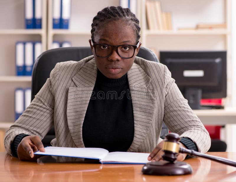 Black Female Lawyer in Courthouse Stock Image - Image of judicial ...