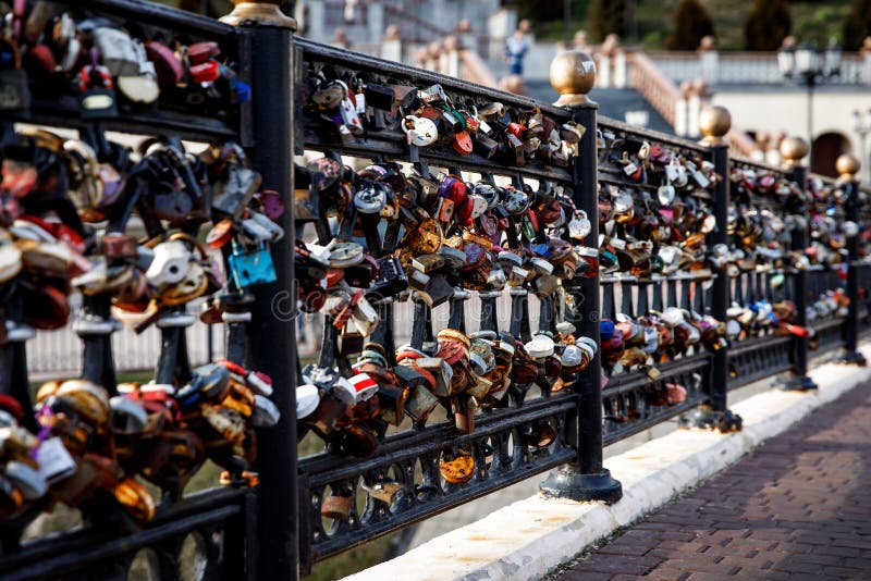 Black Fence with a Lot of Locks. Editorial Image - Image of padlock ...