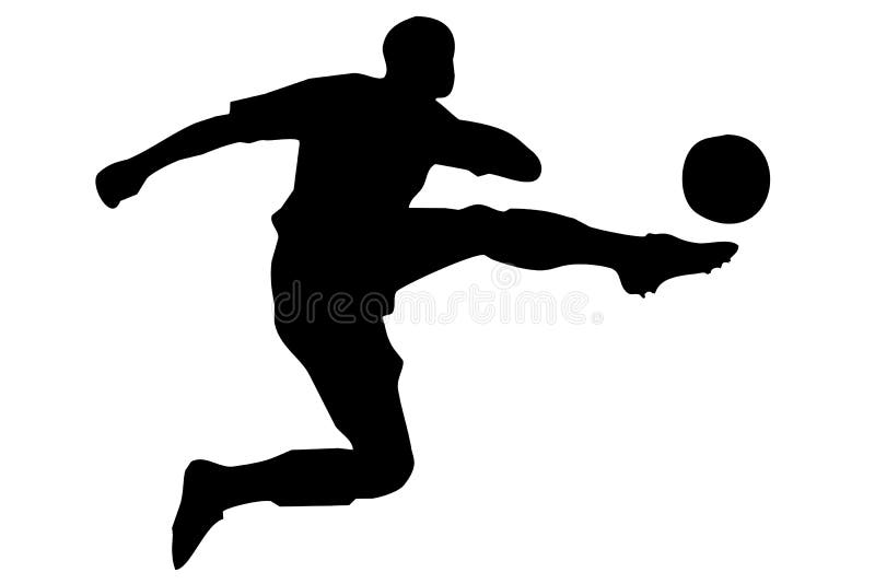 Black Figure of a Football Player with a Ball Stock Illustration ...