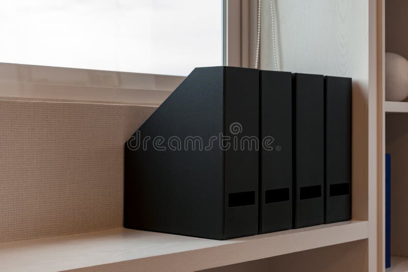 Black File Folder for Office Report Paper Stock Photo - Image of drawer ...