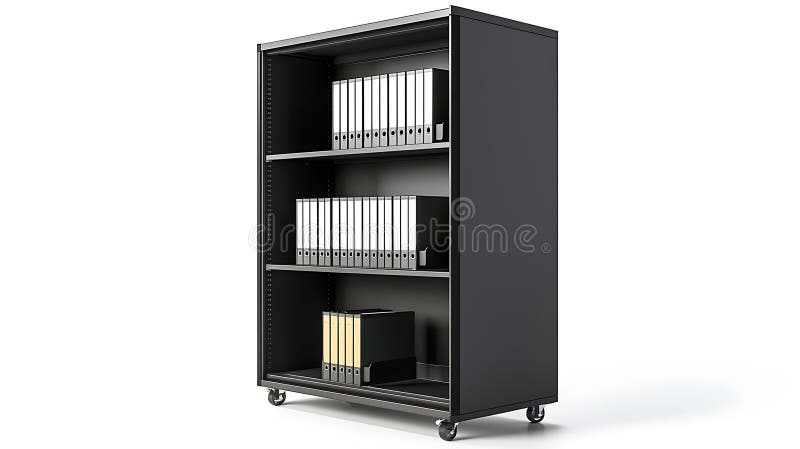 A Black Filing Cabinet with Three Shelves and Many Files Stock ...