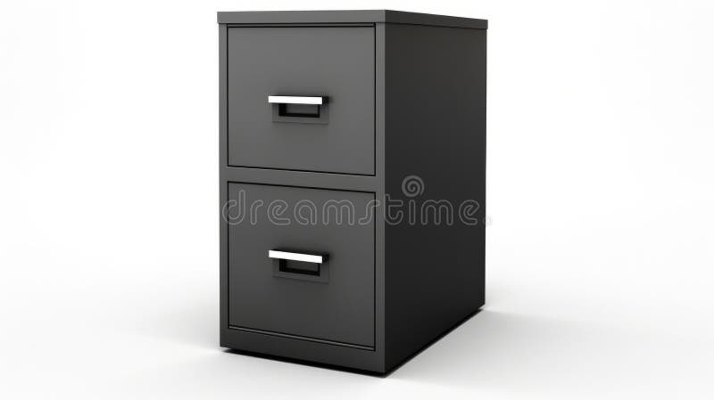 A Black Filing Cabinet with Two Drawers Stock Photo - Image of ...