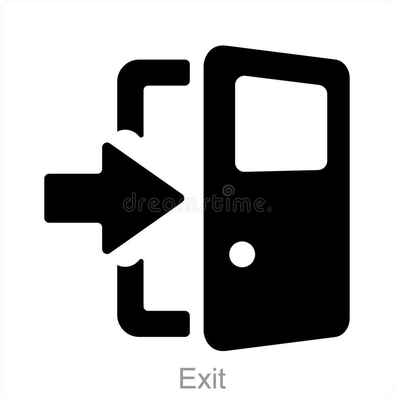 Exit and Exit Door Icon Concept Stock Illustration - Illustration of ...
