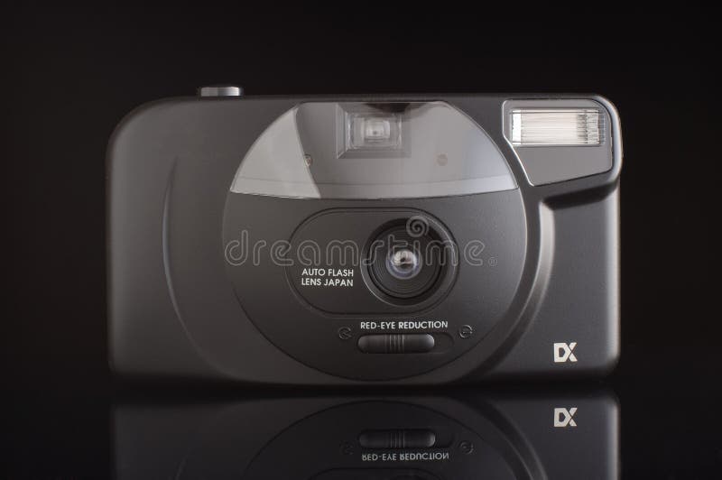 Old Film Camera Back with Viewfinder Isolated on the Black Background ...