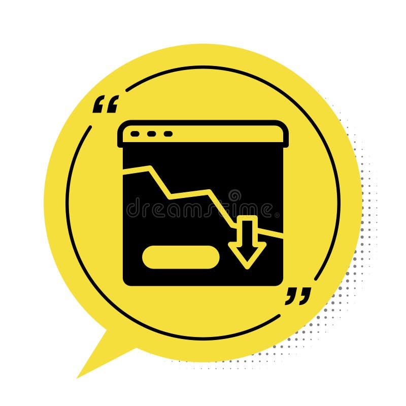 Black Financial Growth Decrease Icon Isolated on White Background ...