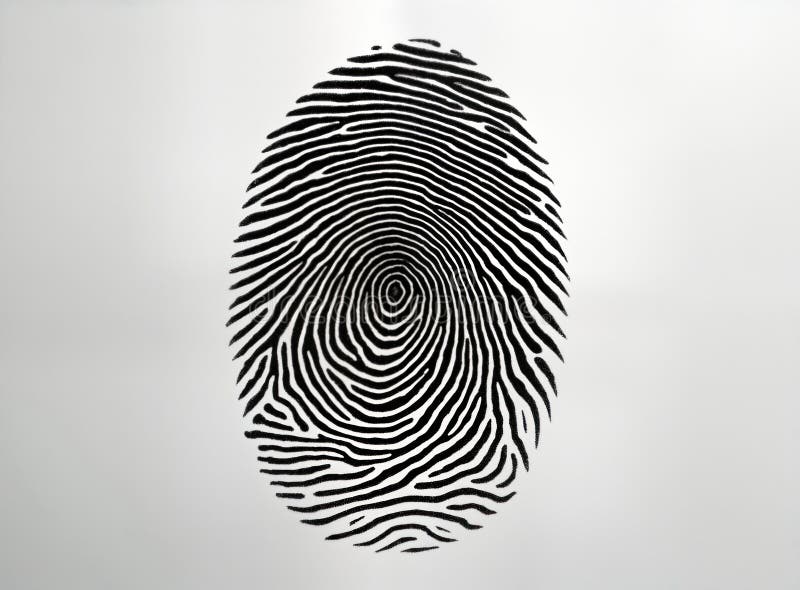 Black Fingerprint Isolated on White Background. Top View. Detailed ...