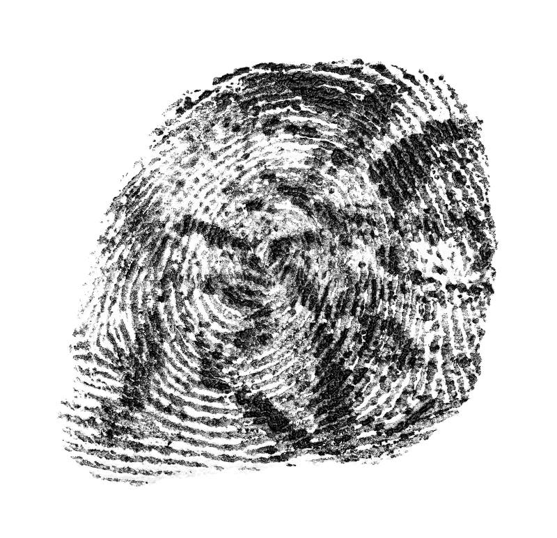 Black Fingerprint of the Index Finger Isolated on White Background ...