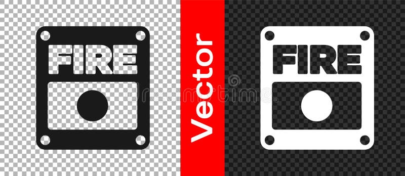 Black Fire Alarm System Icon Isolated on Transparent Background. Pull ...