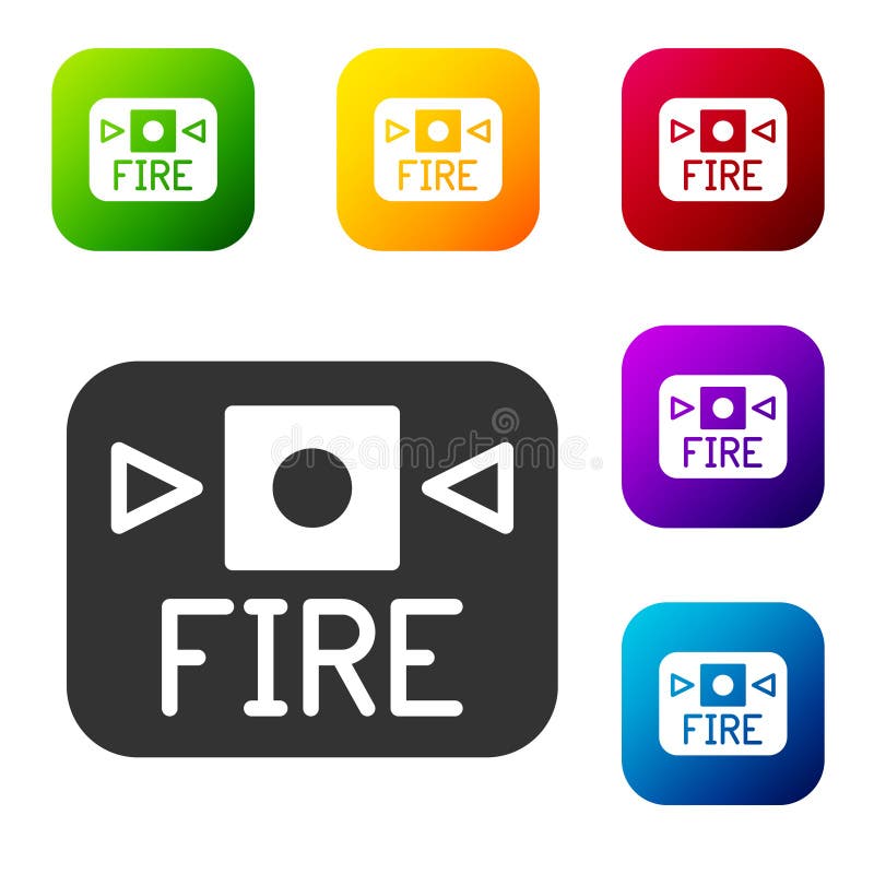 Black Fire Alarm System Icon Isolated on White Background. Pull Danger ...