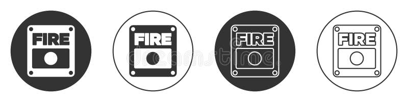 Black Fire Alarm System Icon Isolated on White Background. Pull Danger ...
