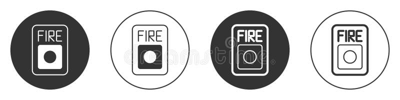 Black Fire Alarm System Icon Isolated on White Background. Pull Danger ...