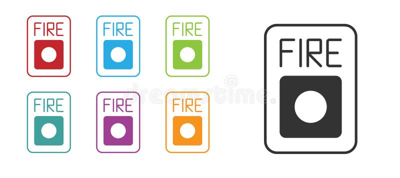 Black Fire Alarm System Icon Isolated on White Background. Pull Danger ...