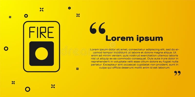 Black Fire Alarm System Icon Isolated on Yellow Background. Pull Danger ...