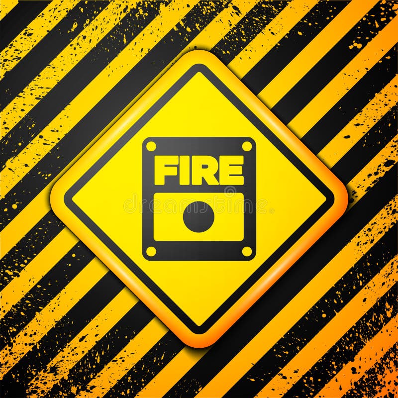 Black Fire Alarm System Icon Isolated on Yellow Background. Pull Danger ...