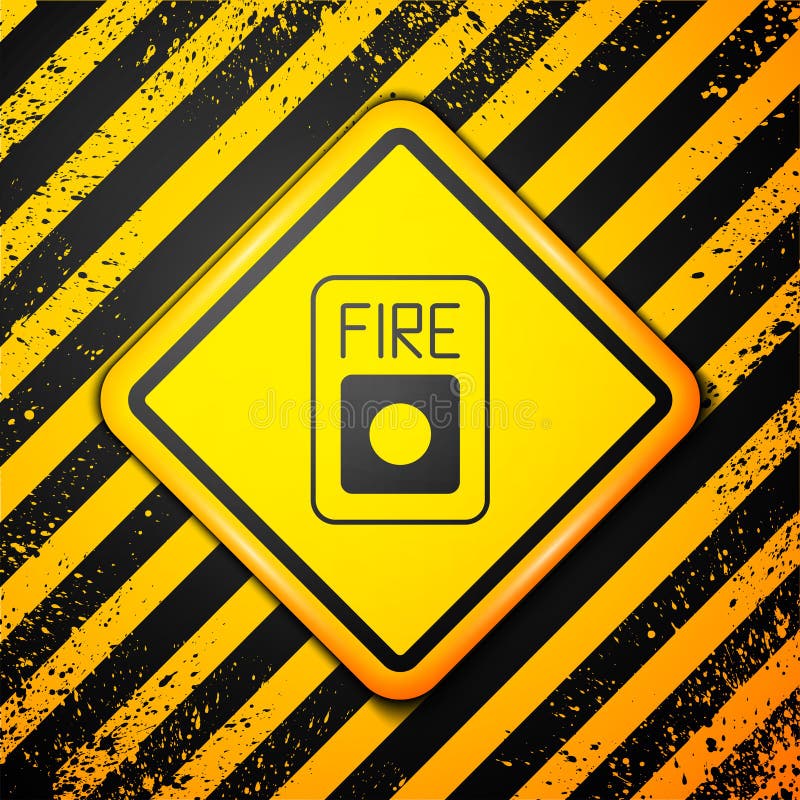 Black Fire Alarm System Icon Isolated on Yellow Background. Pull Danger ...