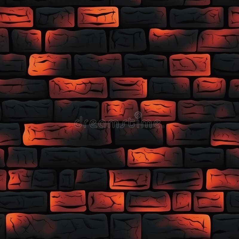 Black Fire Beautiful Brick Wall Texture. Tile Seamless Background ...