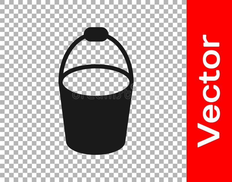 Black Fire Bucket Icon Isolated on Transparent Background. Metal Bucket ...