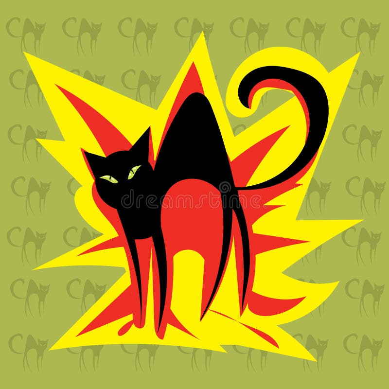 The black fire cat stock vector. Illustration of animals - 86672758
