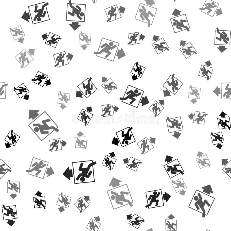 Black Fire Exit Icon Isolated Seamless Pattern on White Background ...