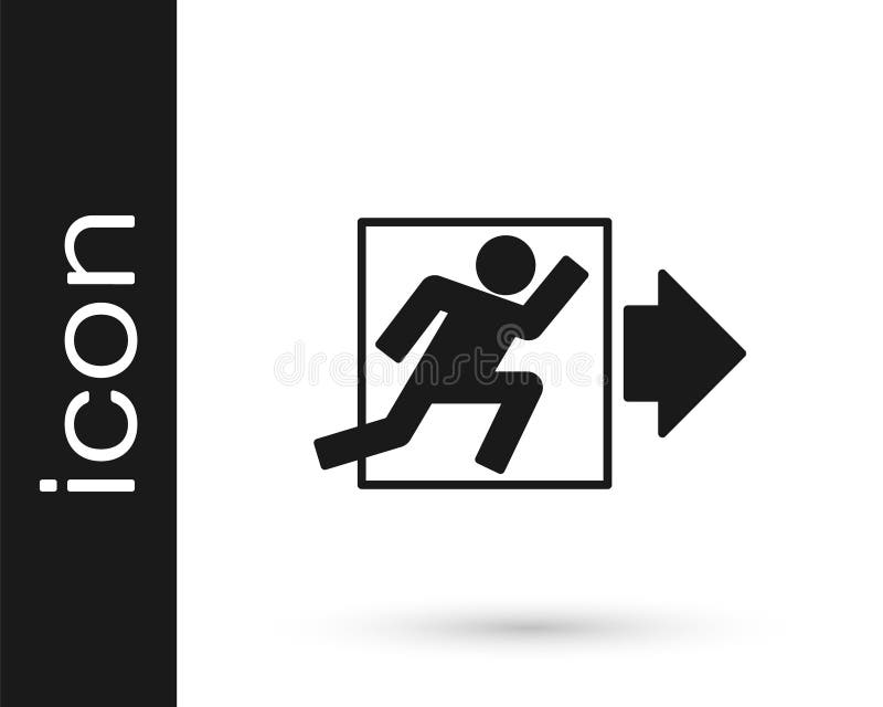 Black Fire Exit Icon Isolated on White Background. Fire Emergency Icon ... Black Fire Exit Icon Isolated on White Background. Fire Emergency Icon ...