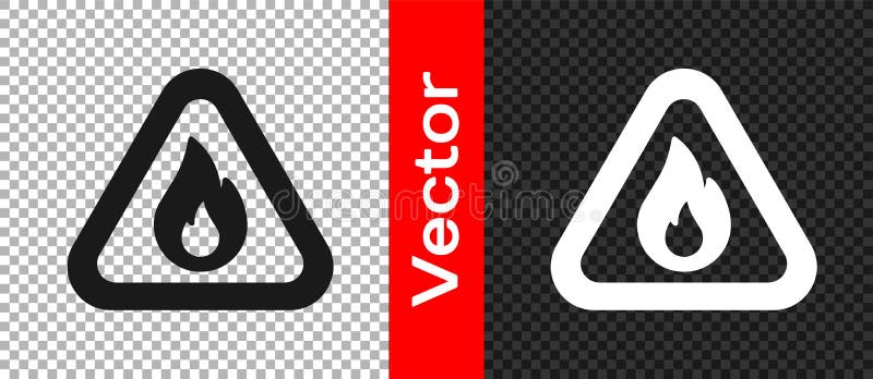 Black Fire Flame in Triangle Icon Isolated on Transparent Background ...