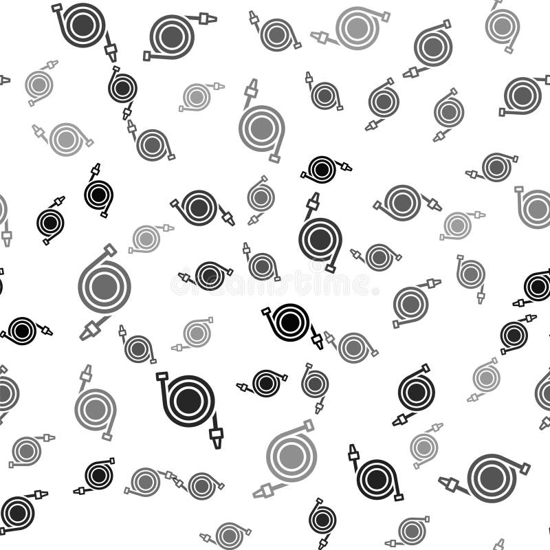 Black Fire Hose Reel Icon Isolated Seamless Pattern on White Background ...