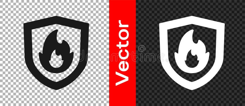 Black Fire Protection Shield Icon Isolated on Transparent Background ...