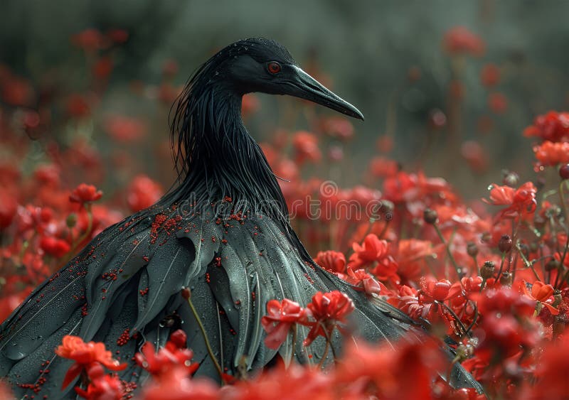 Black Firebird in Red Colors. Stock Illustration - Illustration of ...