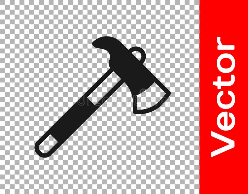 Black Firefighter Axe Icon Isolated on Transparent Background. Fire Axe ...