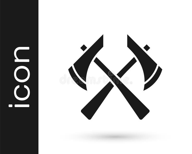Black Firefighter Axe Icon Isolated on White Background. Fire Axe Stock ...
