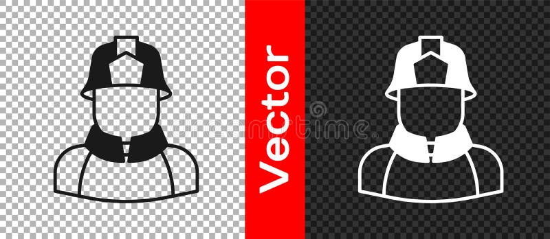 Black Firefighter Icon Isolated on Transparent Background. Vector Stock ...
