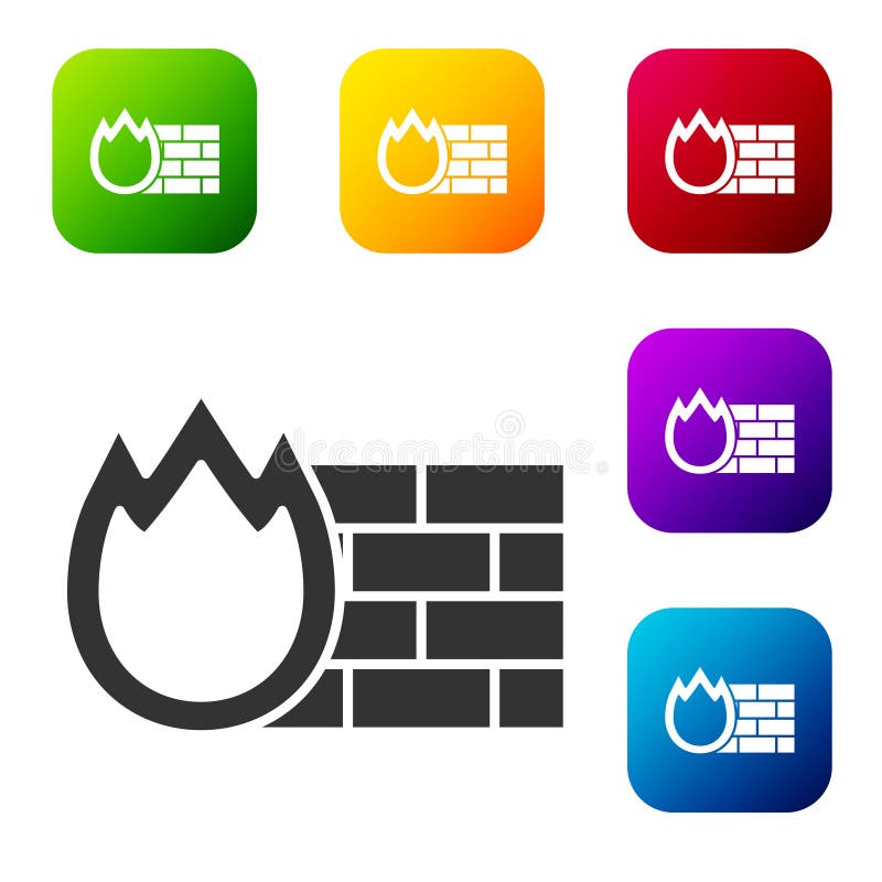 Black Firewall, Security Wall Icon Isolated on White Background ...