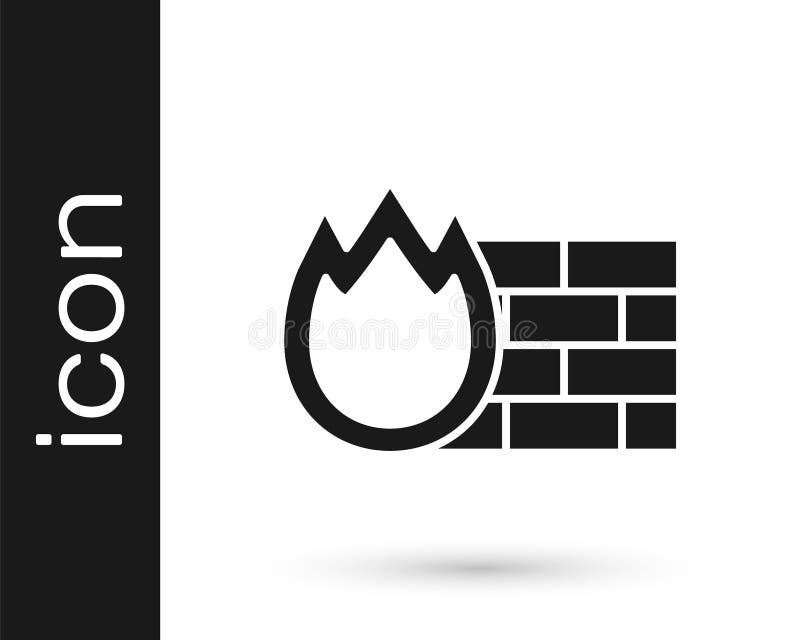 Black Firewall, Security Wall Icon Isolated on White Background ...