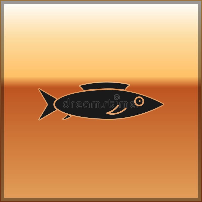 Black Fish Icon Isolated on Gold Background. Vector Stock Vector ...