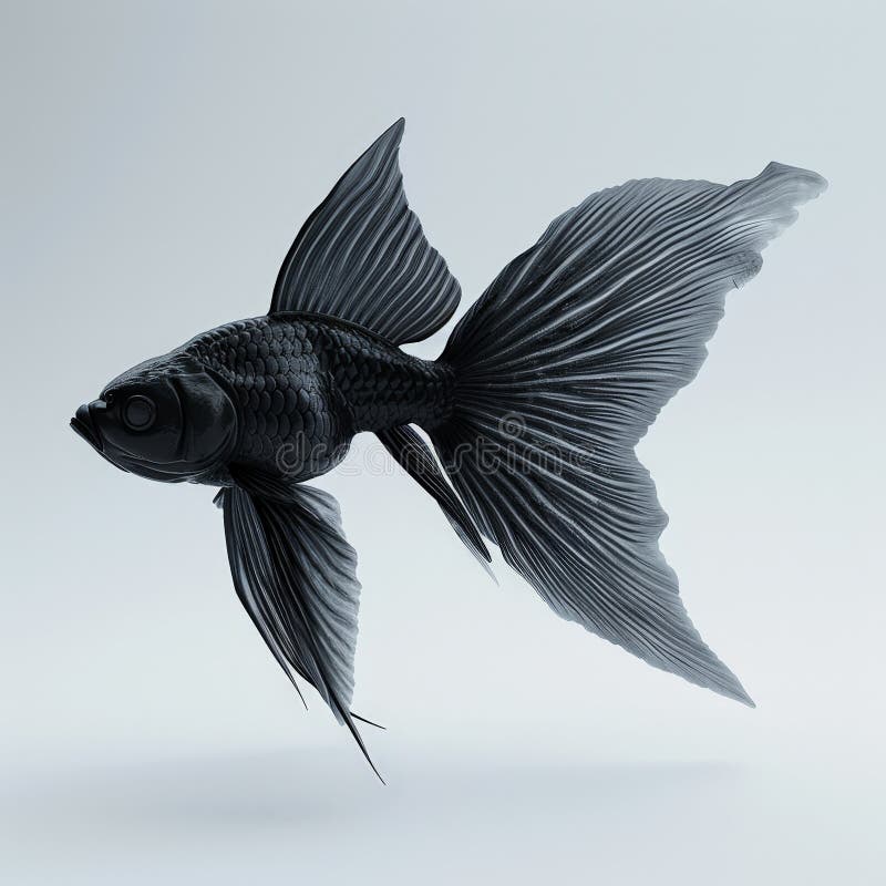 A Black Fish with Long Fins Stock Image - Image of exotic, macro: 305317793