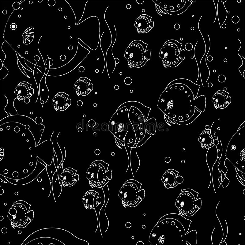 Black Fish Pattern Background Seamless Stock Illustration ...