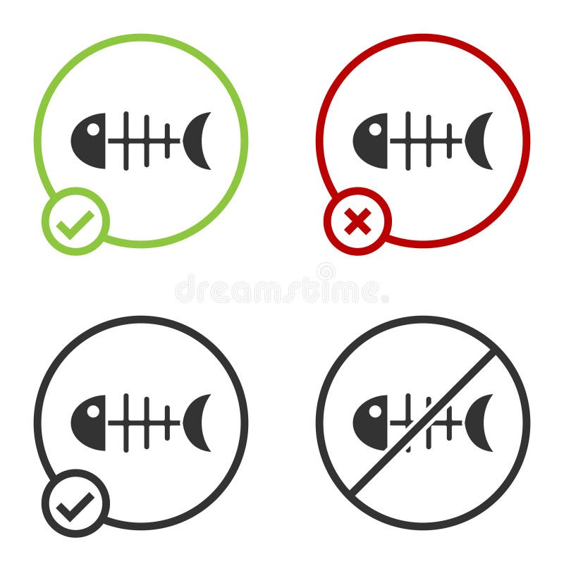 Black Fish Skeleton Icon Isolated on White Background. Fish Bone Sign ...
