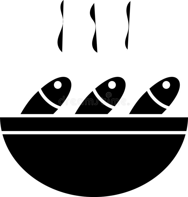 Black Fish Soup Icon Isolated on White Background. Vector Stock Vector ...