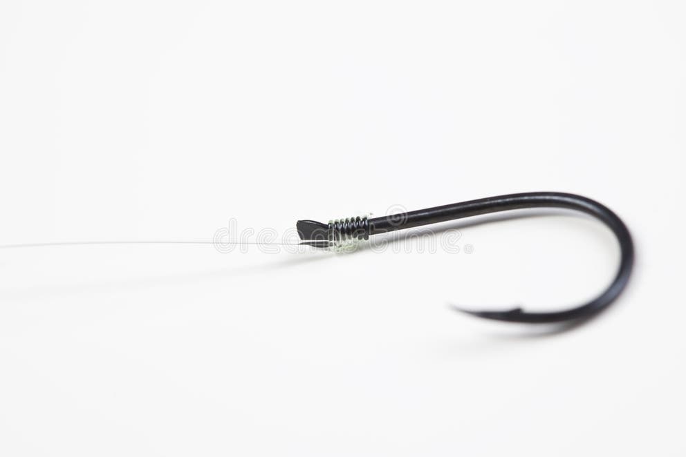 Black Fishing Hook on White Stock Image - Image of hook, curve: 11463319