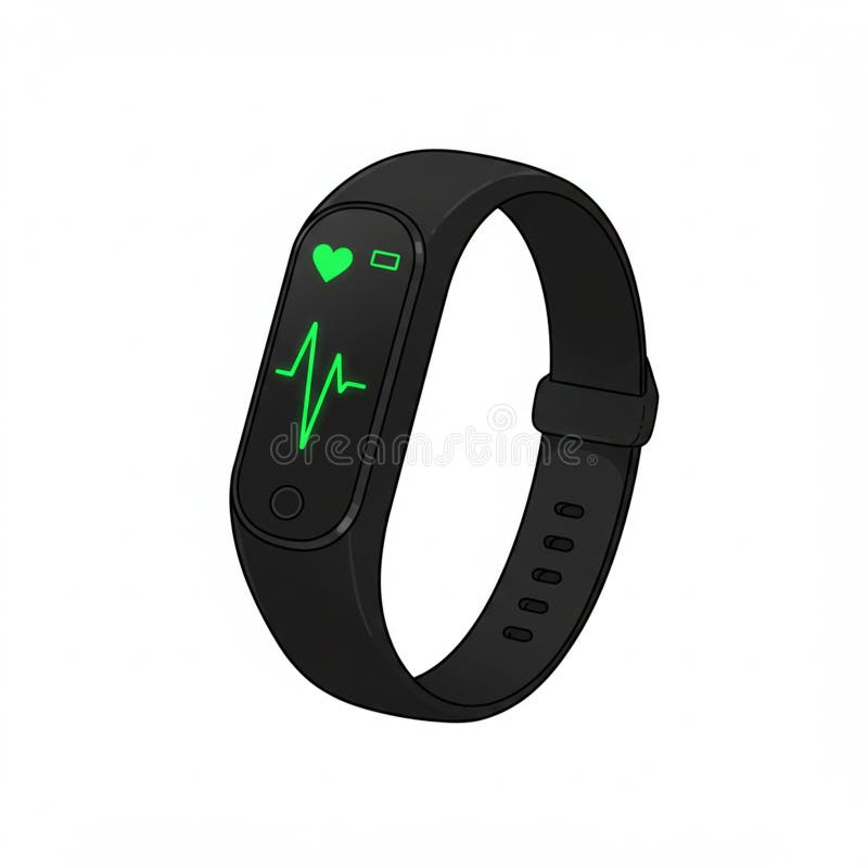 Black Fitness Tracker with a Rectangular Digital Display Showing a ...
