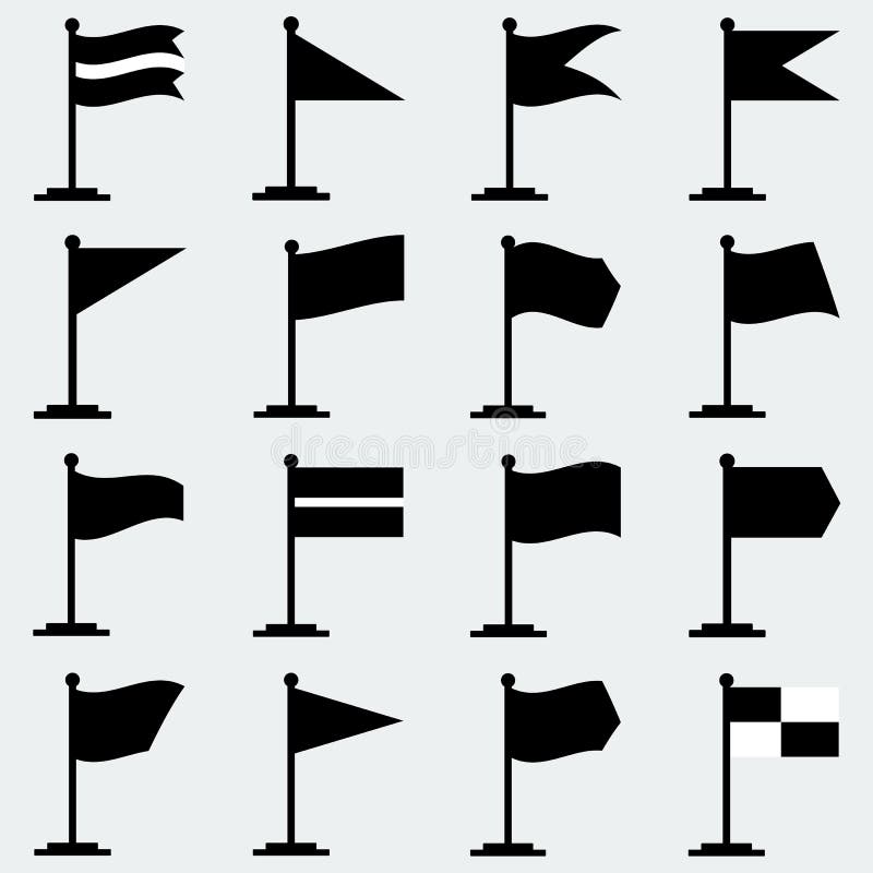 Black Flag Icons Set. Flag Stand. Vector Illustration Stock Vector ...