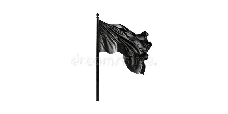 Black Flag Waving on Flagpole Isolated on Transparent Background Stock ...