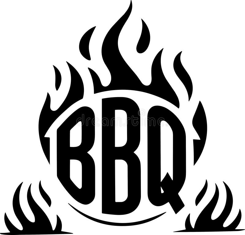 Black Flame BBQ Grill Logo with Fire Symbol and Bold Letters Stock ...