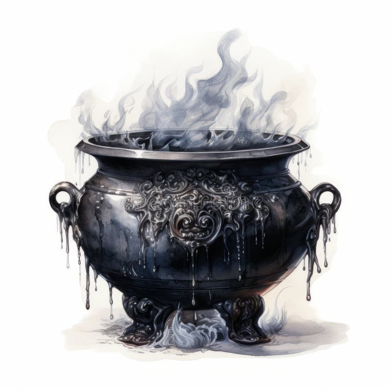 Black Flame Cauldron: Realistic Fantasy Artwork with Ink Wash Style ...