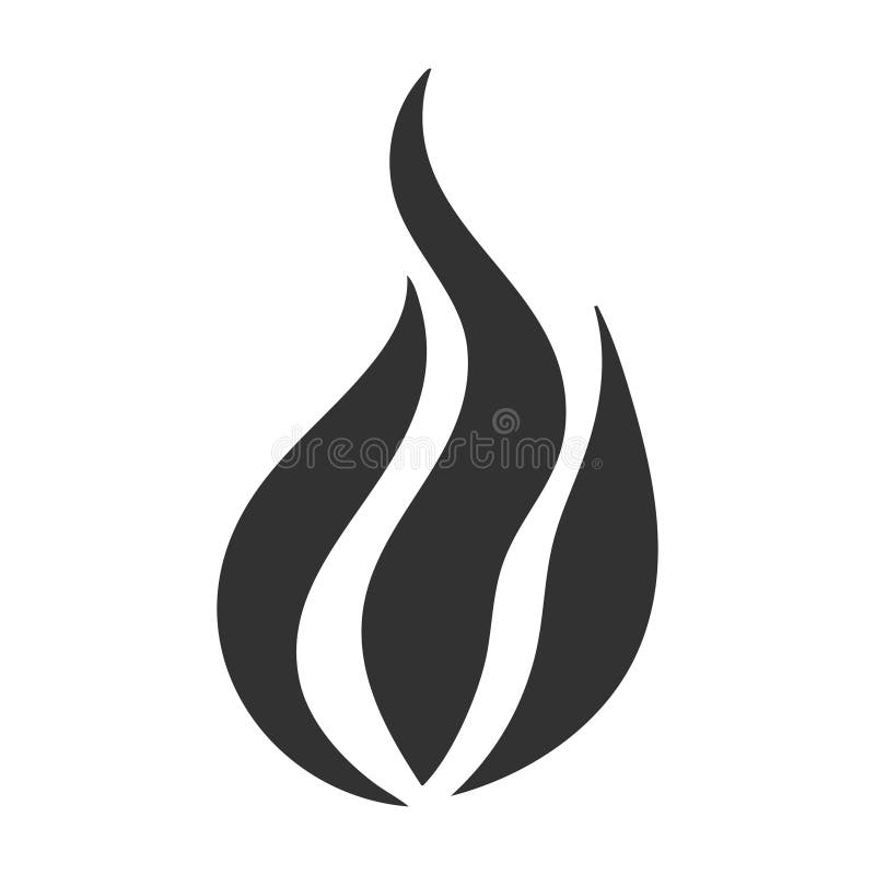 Black Flame Icon Symbolizing Fire and Heat in a Minimalist Design ...