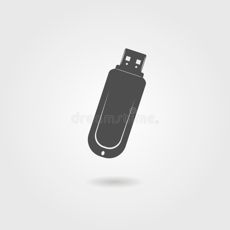 Black Flash Drive Icon with Shadow Stock Vector - Illustration of ...