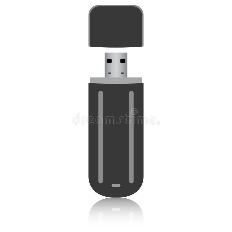 Black USB Flash Drive Icon Isolated on Transparent Background. Vector ...