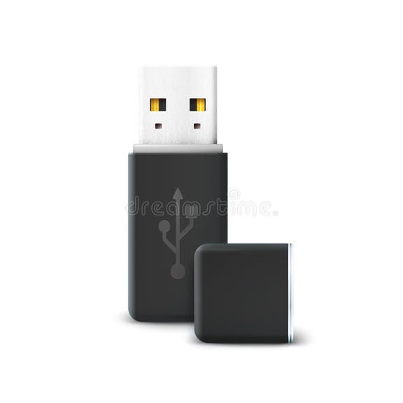 Black Flash Drive Isolated on White Stock Vector - Illustration of ...