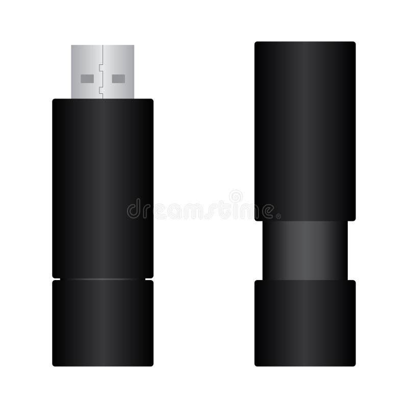 Black Flash Drive Memory Isolated on White Background Stock Vector ...