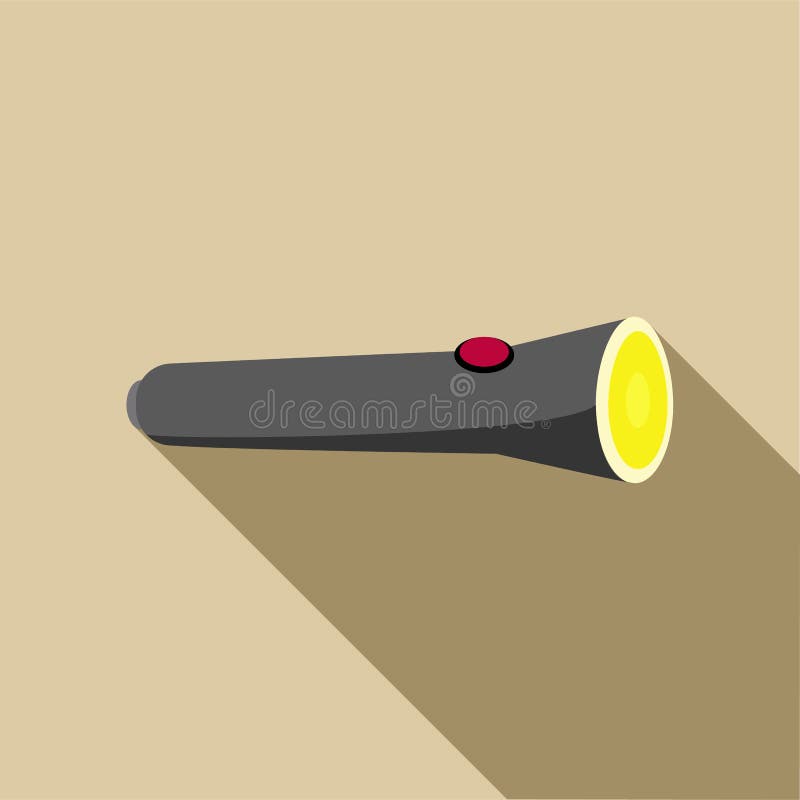 Black Flashlight Icon in Flat Style Stock Illustration - Illustration ...